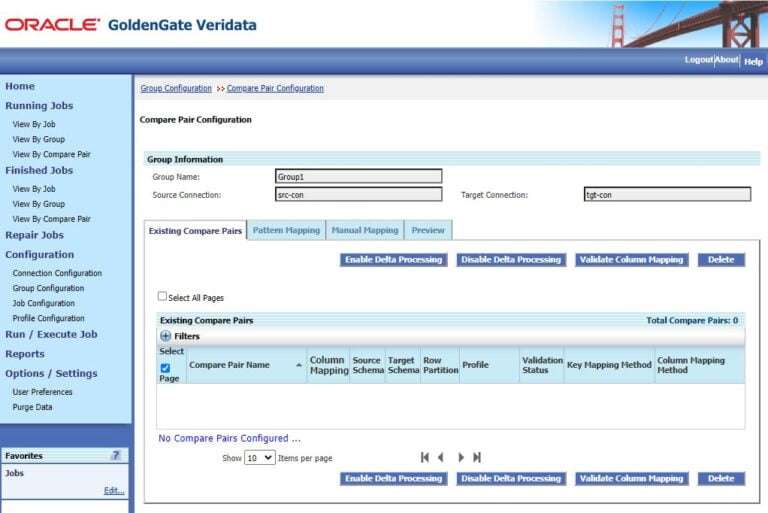 Oracle GoldenGate Veridata - Comparing data between Tables - ORACLE-SCN