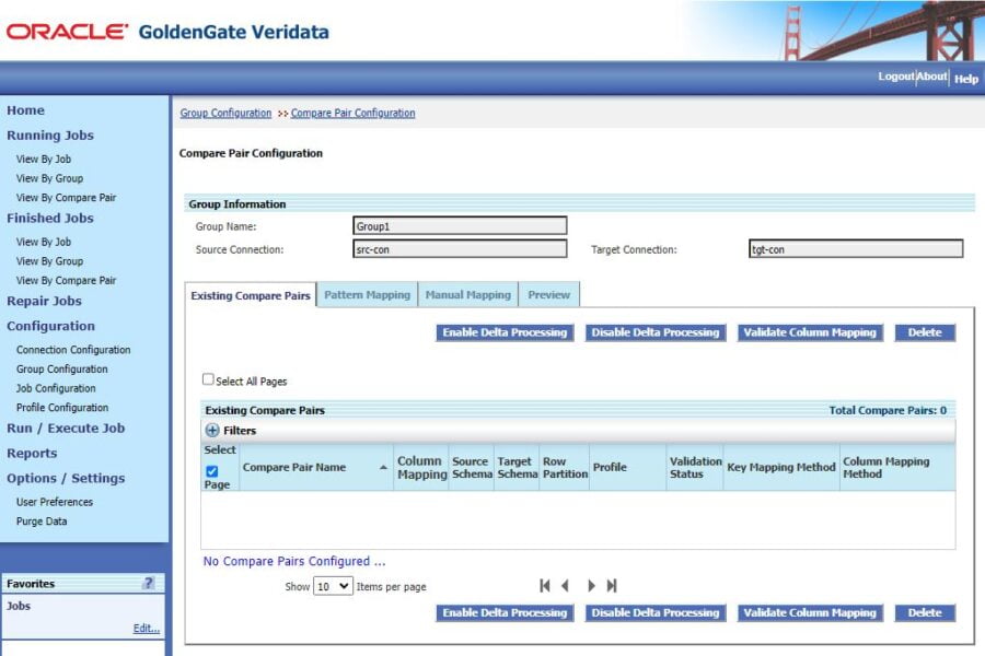 Oracle GoldenGate Veridata - Comparing data between Tables - ORACLE-SCN