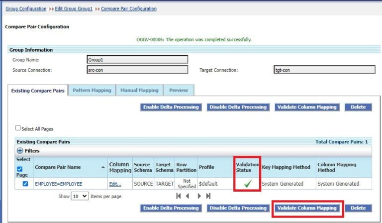 Oracle GoldenGate Veridata - Comparing data between Tables - ORACLE-SCN