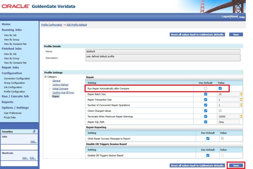 Oracle GoldenGate Veridata - Automatic Repair Feature - ORACLE-SCN