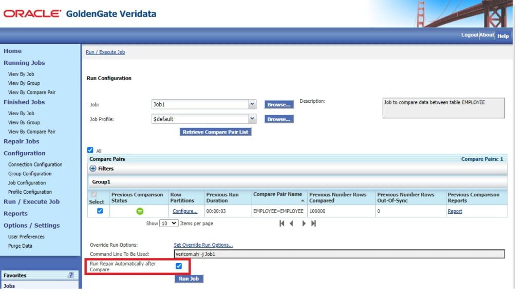 Oracle GoldenGate Veridata - Automatic Repair Feature - ORACLE-SCN