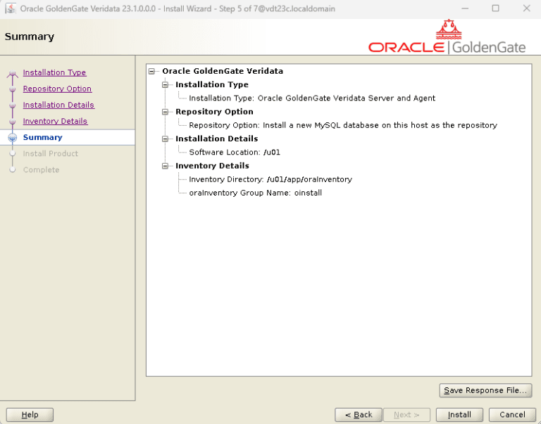 Oracle GoldenGate Veridata 23c Installation - ORACLE-SCN